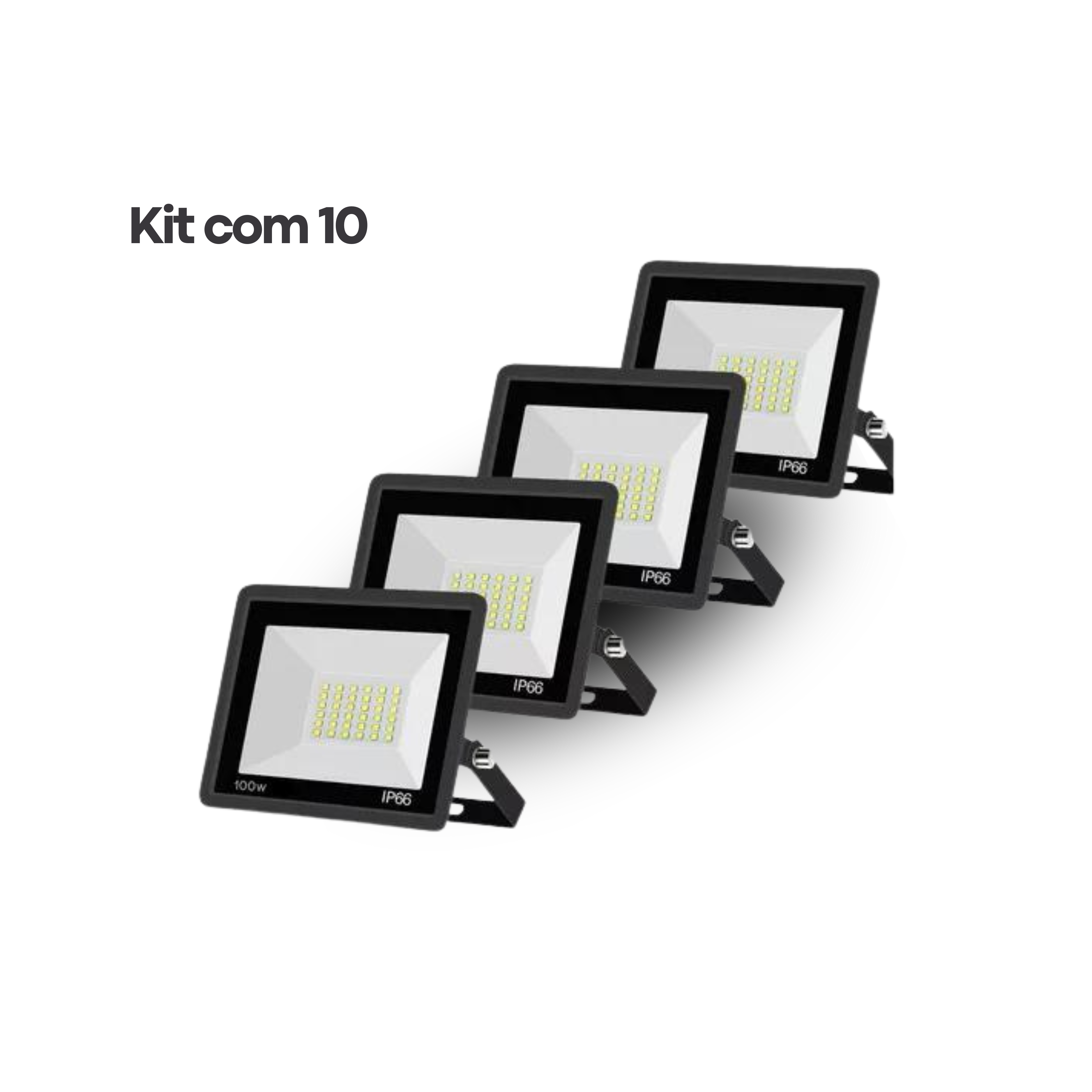 Kit com 10 Refletores LED de 100W - Iluminação Potente e Resistente à